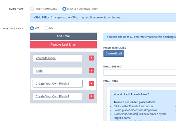 Vergeben Sie einen Namen für 'Create your own' Phish - MetaCompliance